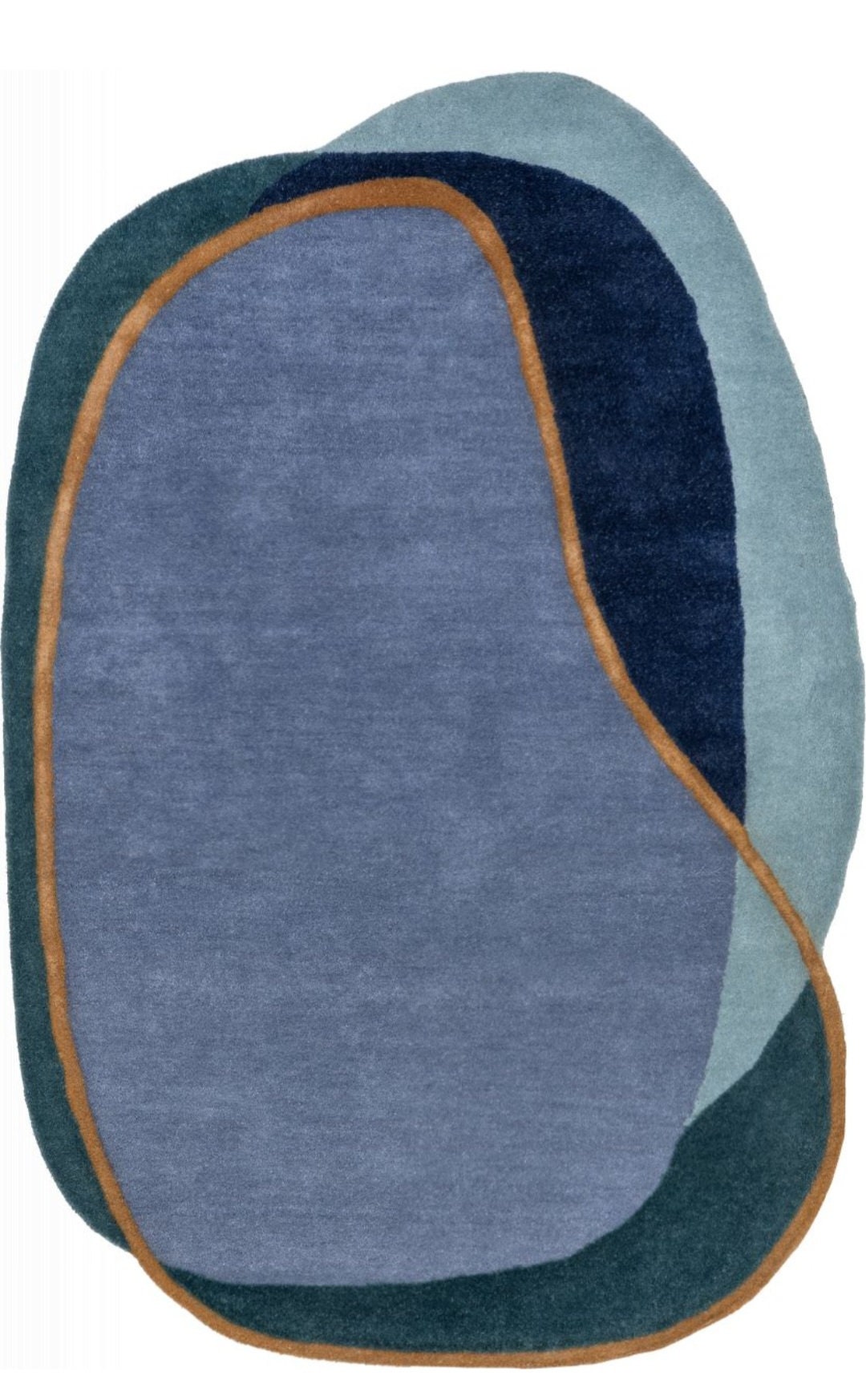 Blue Abstract Irregular Shaped New Zealand Wool Hand-Tufted Area Rug ...