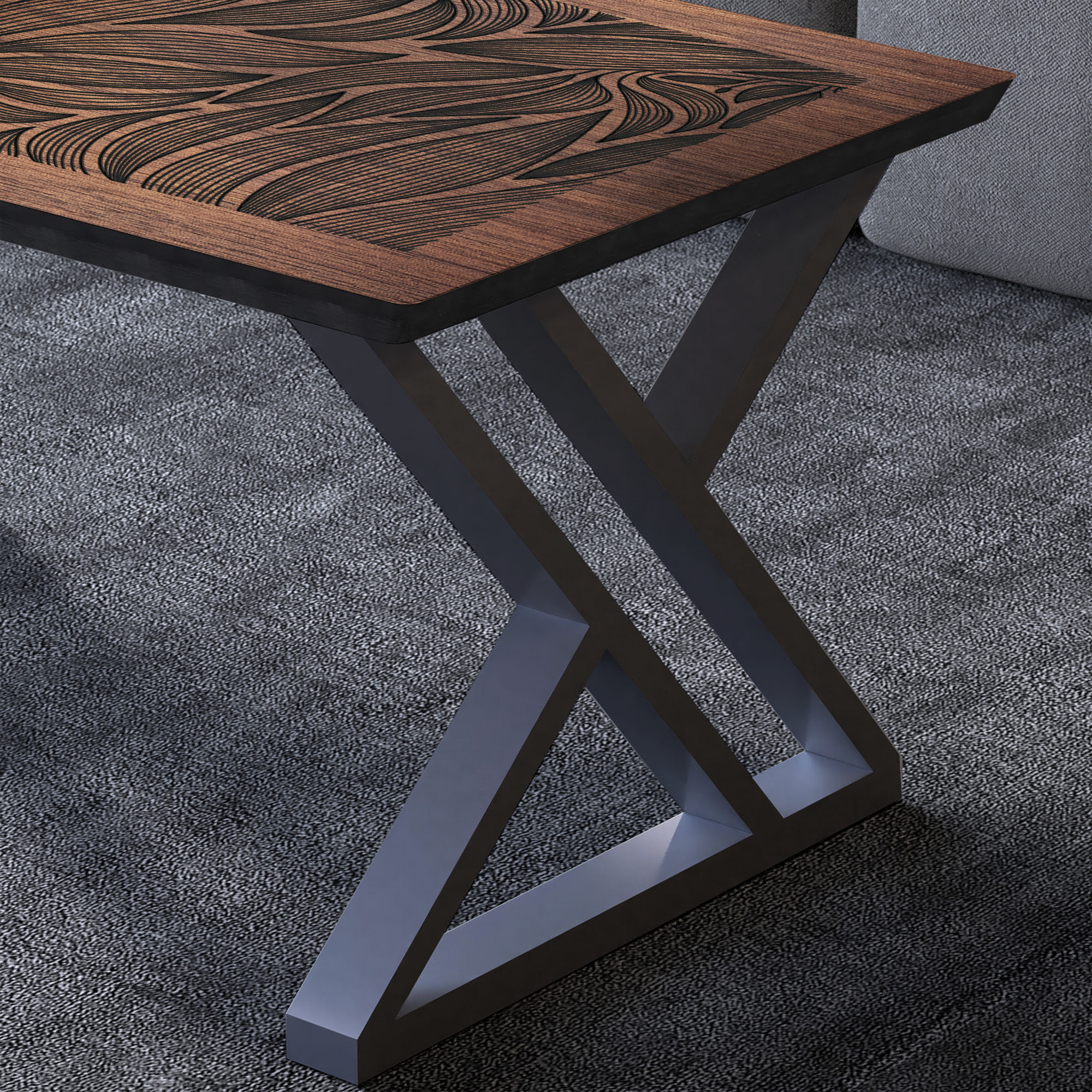 Wavy petiole Engraved Raven Ethereal Timber Table - Artistic Furniture ...