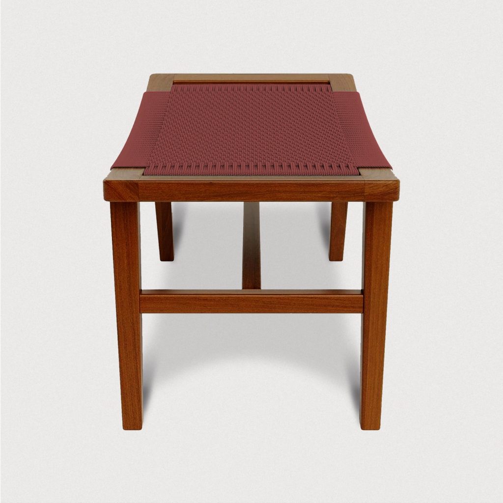 Nobilis Walnut Ottoman in Teak Wood with Rust Red weave - Artistic ...