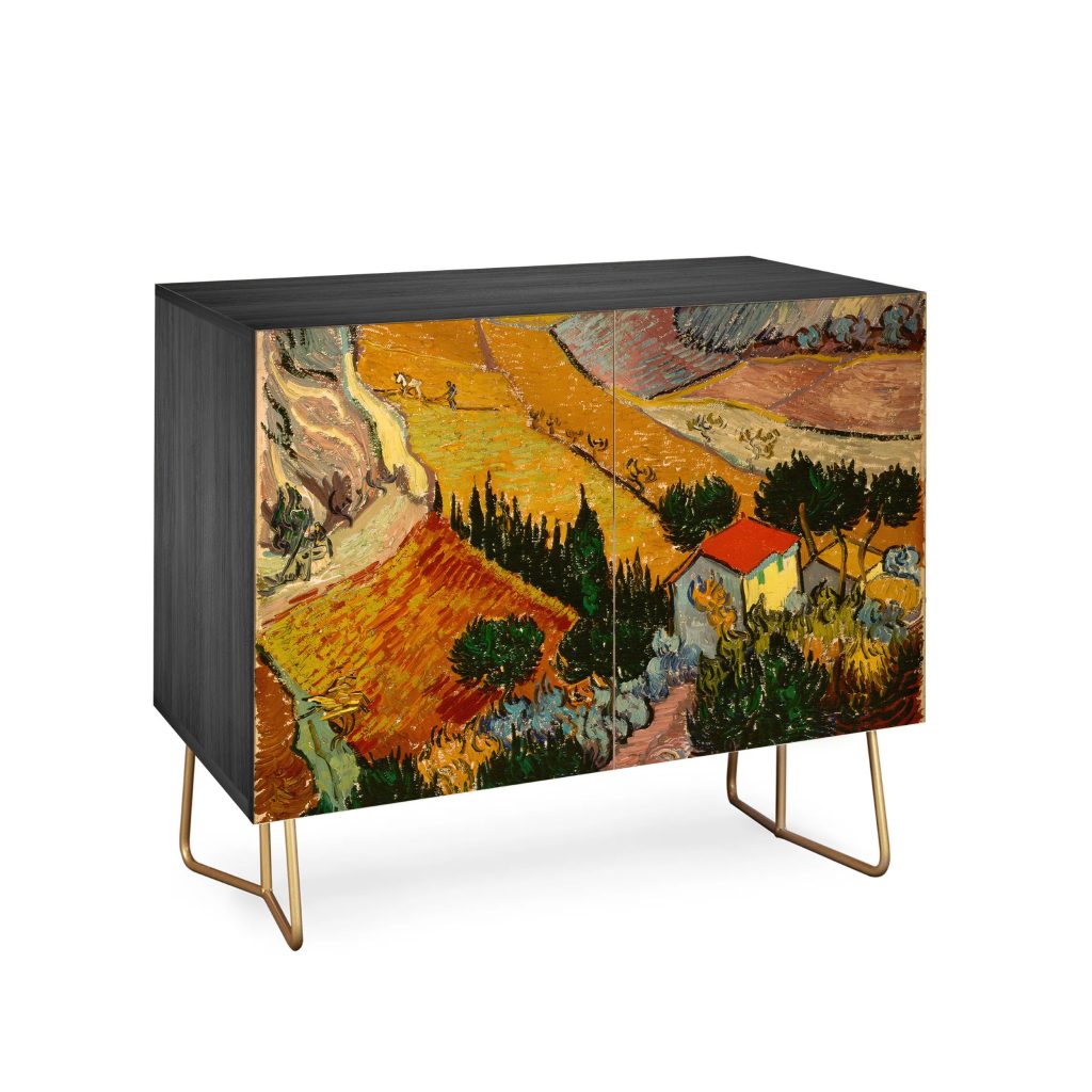 Ploughman by Vincent Van Gogh OakMeadow Console Sideboard Credenza ...