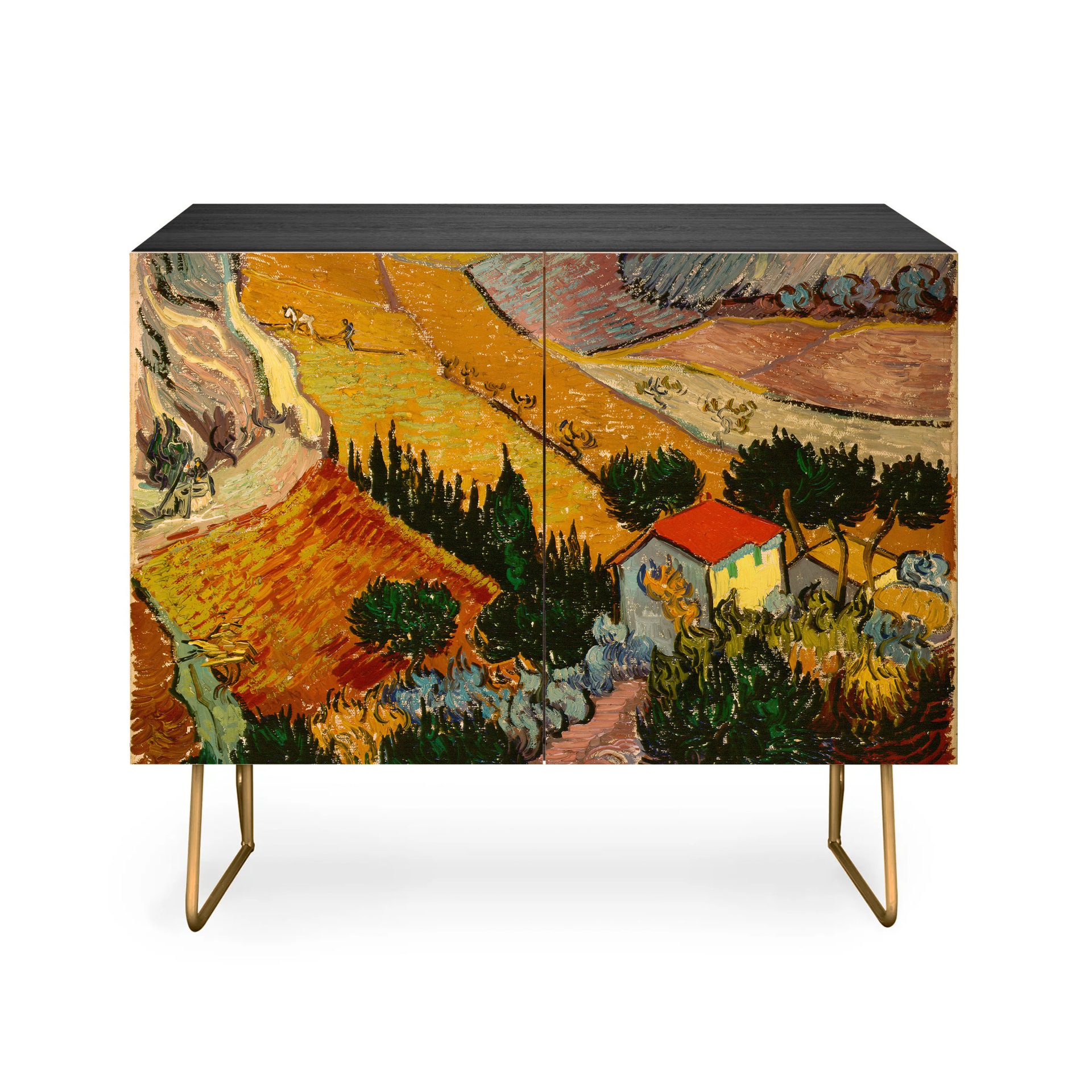 Ploughman by Vincent Van Gogh OakMeadow Console Sideboard Credenza ...