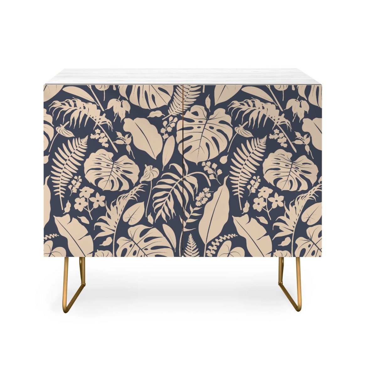 Monstera Leaf Tropical Pattern OakMeadow Console Sideboard Credenza ...