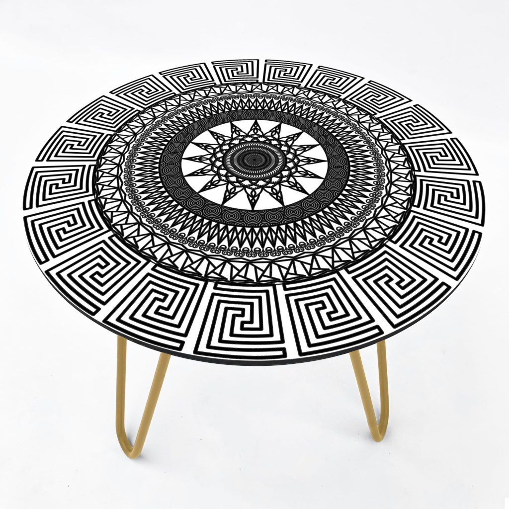Round Maori Geometry Circulus Oak White Essence Table - Artistic ...